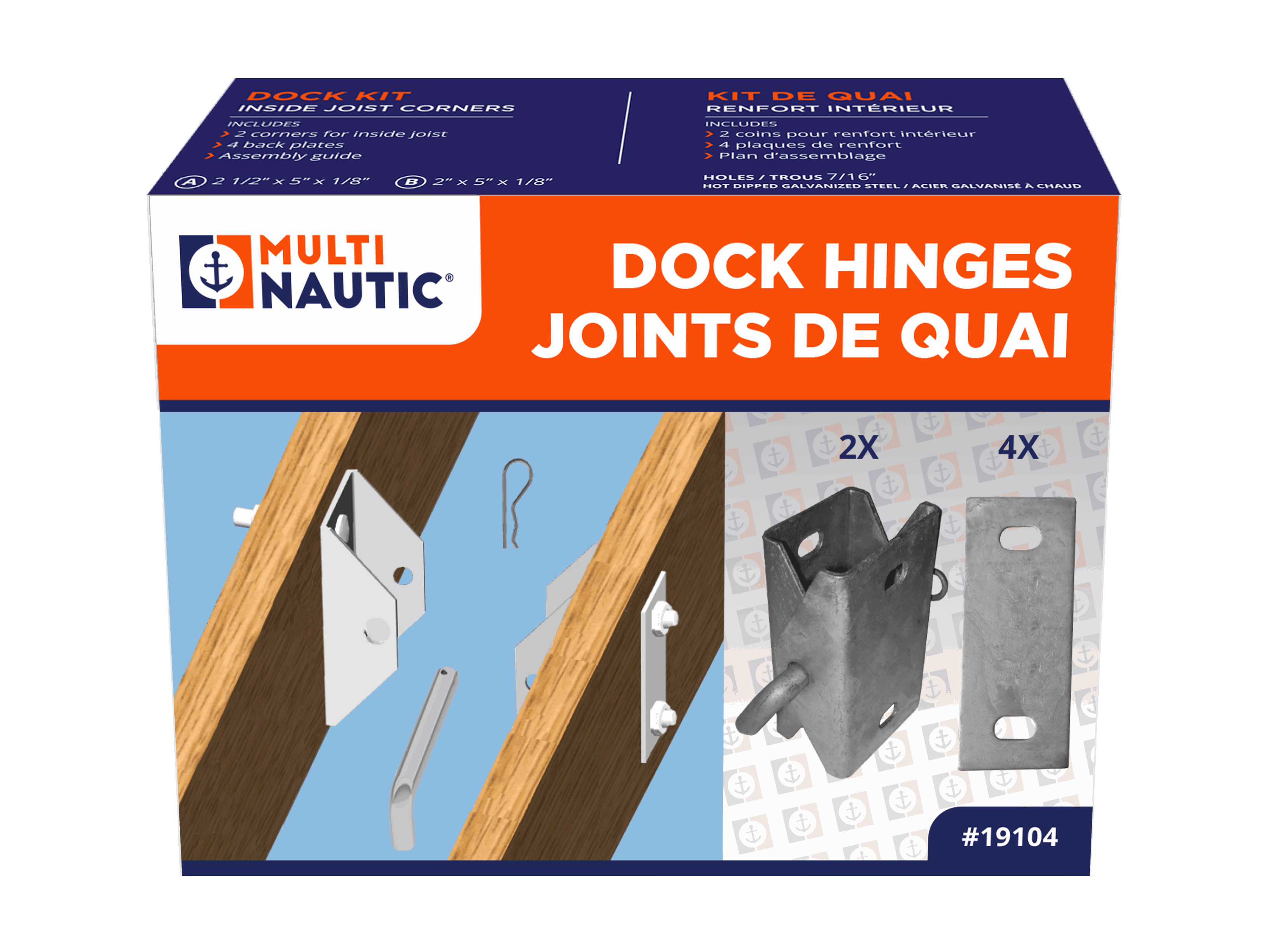 Fixed (stationary) dock hinges kit - Multinautic
